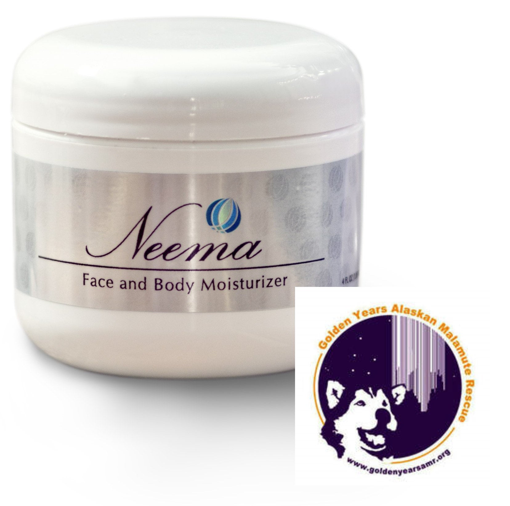 Neema Face and Body Moisturizer (4 oz) *Fund Raiser GoldenYears Alaskan Malamute Rescue | Neema LLC